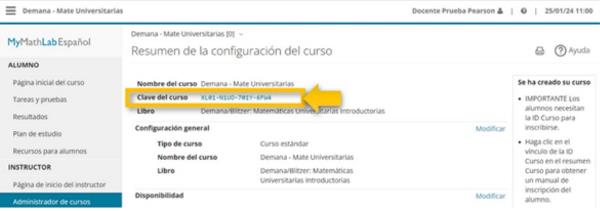 Creación de cursos para MyLab Math en español